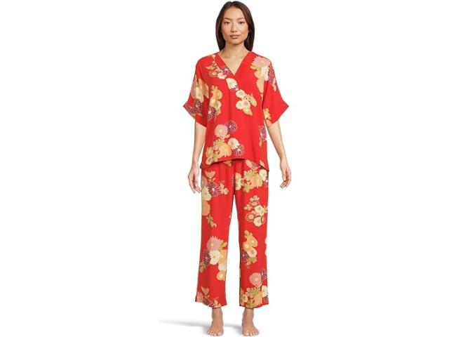 (取寄) N バイ ナトリ レディース キク - チャーリス ドルマン パジャマ セット N by Natori women Kiku - Challis Dolman Pajama Set Red