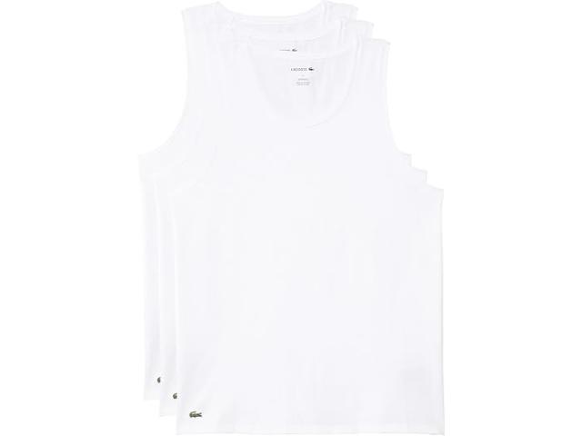 (取寄) ラコステ メンズ 100パーセント コットン スリム フィット タンク トップ 3-パック Lacoste men 100% Cotton Slim Fit Tank Top 3-pack White