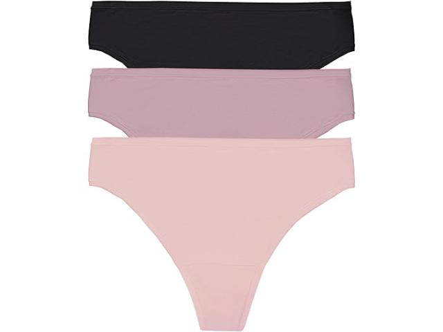 (取寄) ナトリ レディース ブリス ベア コットン トング 3-パック Natori women Bliss Bare Cotton Thong 3-Pack Potpourri/Rose Mist/Black