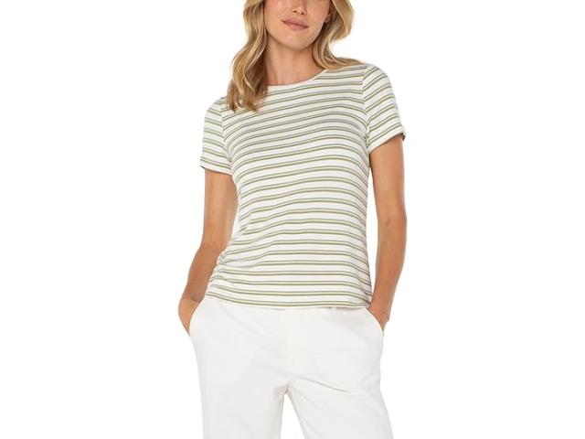 (取寄) リバプールロサンゼルス レディース ショート スリーブ クルー ネック クラシック ニット フレンチ テリー ティー Liverpool Los Angeles women Short Sleeve Crew Neck Classic Knit French Terry Tee Whipped Cream Lotus