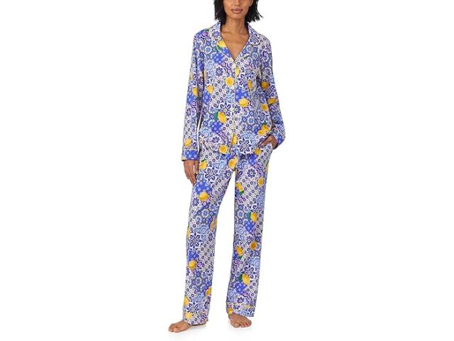 (取寄) ベッドヘッドパジャマズ レディース コットン ニット ロング スリーブ ノッチ カラー Pj セット Bedhead PJs women Cotton Knit Long Sleeve Notch Collar Pj Set Majolica