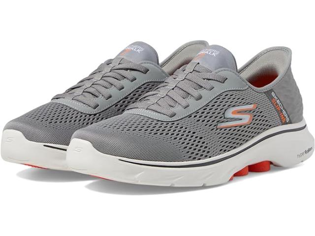 (取寄) スケッチャーズ スニーカー メンズ ゴー ウォーク 7 - フリー ハンド 2 ハンズ フリー スリップインズ SKECHERS Performance men Go Walk 7 - Free Hand 2 Hands Free Slip-Ins Grey/Orange