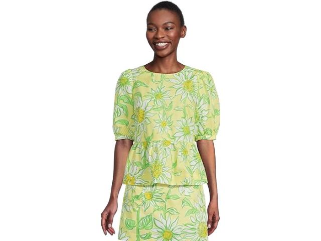 (取寄) リリー ピュリッツァー レディース ショート スリーブ トップ Lilly Pulitzer women Hisli Short Sleeve Top Limoncello Sunbelievable