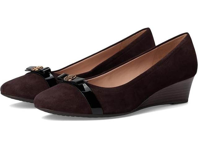 (取寄) コールハーン レディース マルタ ウェッジ 40 ウム Cole Haan women Malta Wedge 40 Mm Chocolate Suede/Black Patent Leather