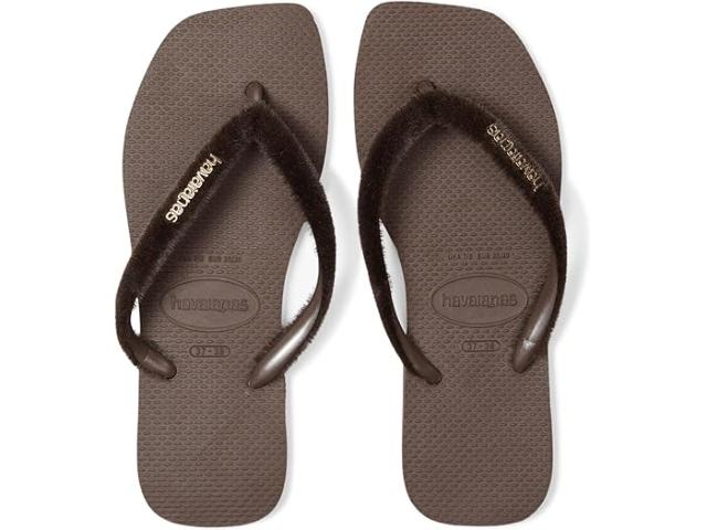 (取寄) ハワイアナス レディース スリム スクエア プラッシュ サンダル Havaianas women Slim Square Plush Sandals Dark Brown