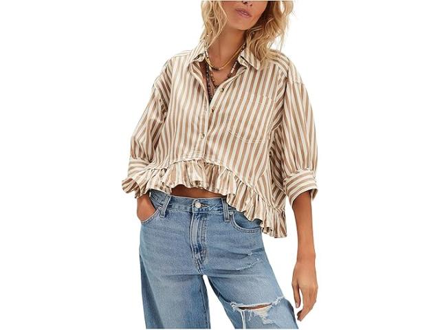 (取寄) フリーピープル レディース ウィー ザ フリー ベイリー ストライプ シャツ Free People women We The Free Bailey Stripe Shirt Neutral Combo