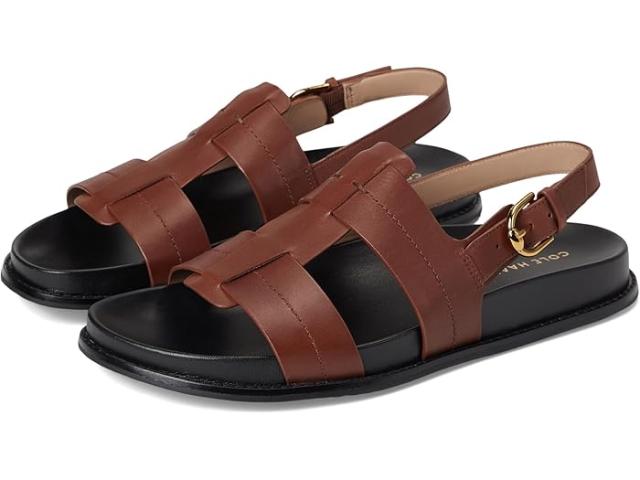 (取寄) コールハーン レディース マーリー フィッシャーマン フットベッド サンダル Cole Haan women Marlee Fisherman Footbed Sandals Dark Cuoio Leather