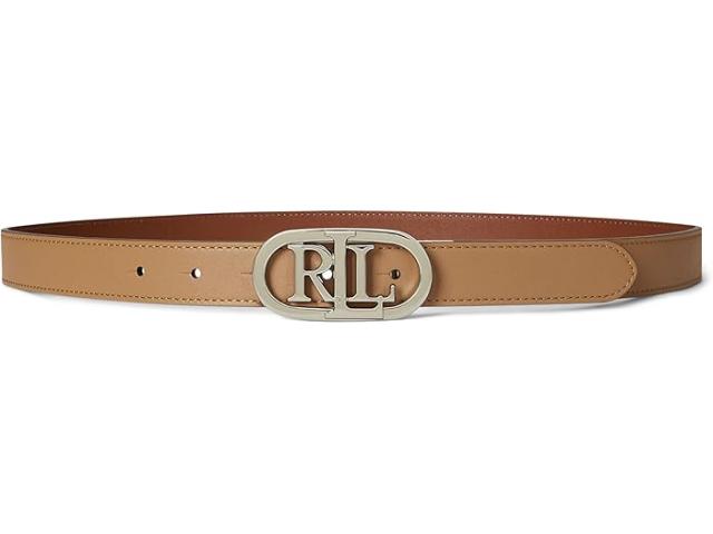 (取寄) ローレン ラルフローレン レディース リバーシブル レザー スキニー ベルト Lauren Ralph Lauren women Oval-logo Reversible Leather Skinny Belt Camel/Lauren Tan