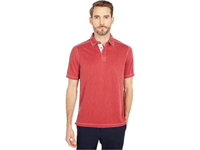 (取寄) ジョンストン&マーフィー メンズ ビンテージ スラブ ポロ Johnston & Murphy men  Vintage Slub Polo Red