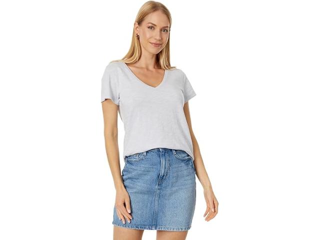 (取寄) リラ P レディース V-ネック ショート スリーブ バック シーム ティー イン ルーズ ニット スラブ Lilla P women V-Neck Short Sleeve Back Seam Tee in Loose Knit Slub Iceberg