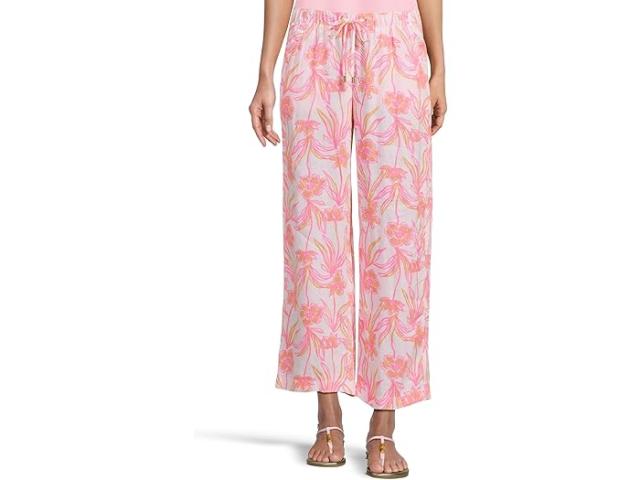 (取寄) リリー ピュリッツァー レディース ブロウリー リネン クロップ パンツ Lilly Pulitzer women Brawley Linen Crop Pants Resort White Lovely Long Stems