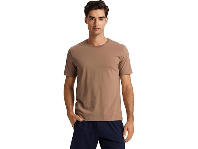 (取寄) ハンロ メンズ リビング ショート スリーブ クルー ネック シャツ Hanro men Living Short Sleeve Crew Neck Shirt Portabella Beige