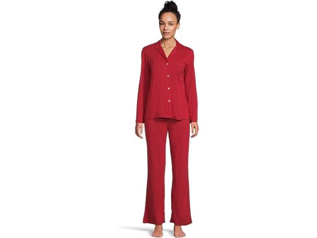 (取寄) ナトリ レディース エンブロイダー シャングリ ラ ノッチ Pj セット Natori women Embroidered Shangri La Notch PJ Set Crimson