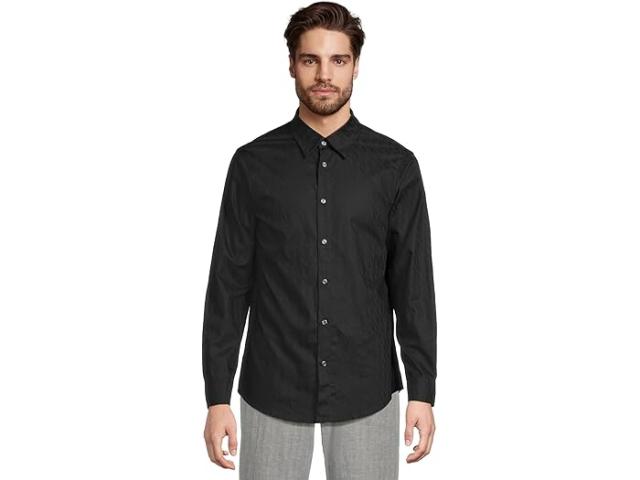 (取寄) アルマーニエクスチェンジ メンズ コットン ジャカード ボタン ダウン Armani Exchange men Cotton Jacquard Button Down Deep Navy