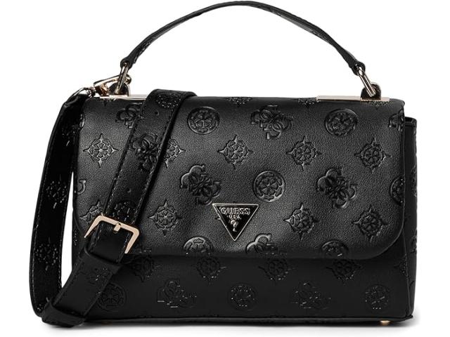 (取寄) ゲス レディース ティシャ トップ ハンドル フラップ GUESS women Tisha Top Handle Flap Black Logo