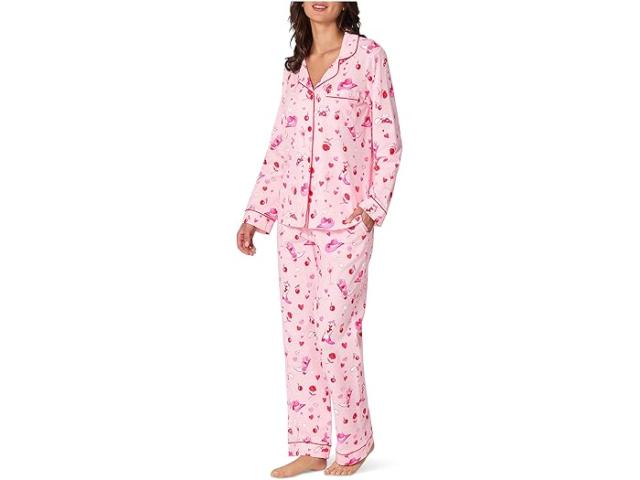 (取寄) ベッドヘッドパジャマズ レディース ロング スリーブ クラシック コットン ニット パジャマ セット Bedhead PJs women Long Sleeve Classic Cotton Knit Pajama Set Giddy Up Galentine