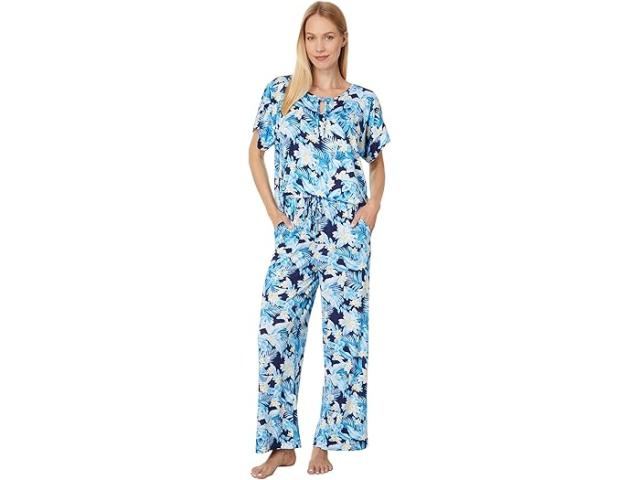 (取寄) トミーバハマ レディース ショート スリーブ アンクル Pj セット  Bahama women Short Sleeve Ankle PJ Set Navy Print