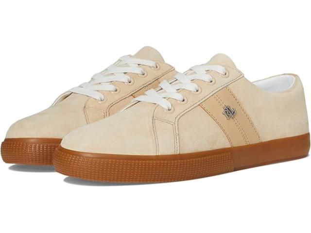 (取寄) ローレン ラルフローレン レディース ジャンソン リ スエード アンド ナッパ レザー スニーカー Lauren Ralph Lauren women Janson II Suede & Nappa Leather Sneakers Sand Dune