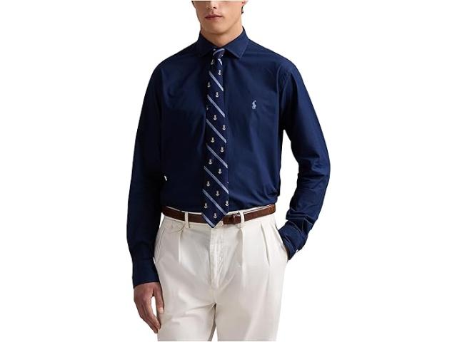 (取寄) ラルフローレン メンズ クラシック フィット ストレッチ ポプリン シャツ Polo Ralph Lauren men Classic Fit Stretch Poplin Shirt Newport Navy