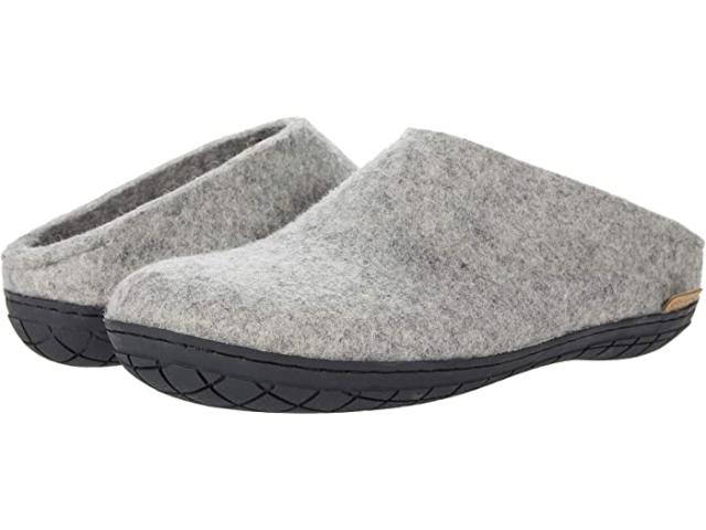 (取寄) グレーラップ ウール スリッポン ラバー アウトソール Glerups Wool Slip-On Rubber Outsole Grey/Black Rubber