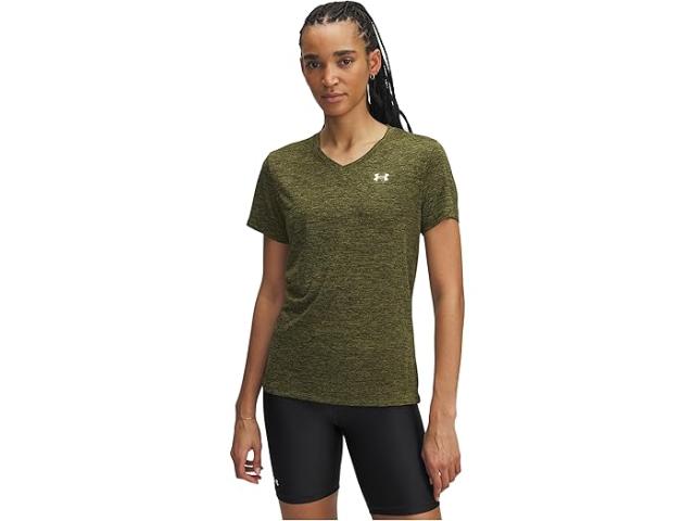 (取寄) アンダーアーマー レディース テック ショート スリーブ V-ネック ツイスト Under Armour women Tech Short Sleeve V-Neck Twist Expedition Green/White