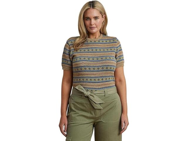 (取寄) ローレン ラルフローレン レディース プラス サイズ ショート スリーブ プルオーバー Lauren Ralph Lauren women Plus Size Eyelah Short Sleeve Pullover Multi