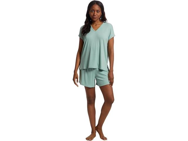 (取寄) N バイ ナトリ レディース スーズ ショート スリーブ ショート セット N by Natori women Soothe Short Sleeve Short Set Sage
