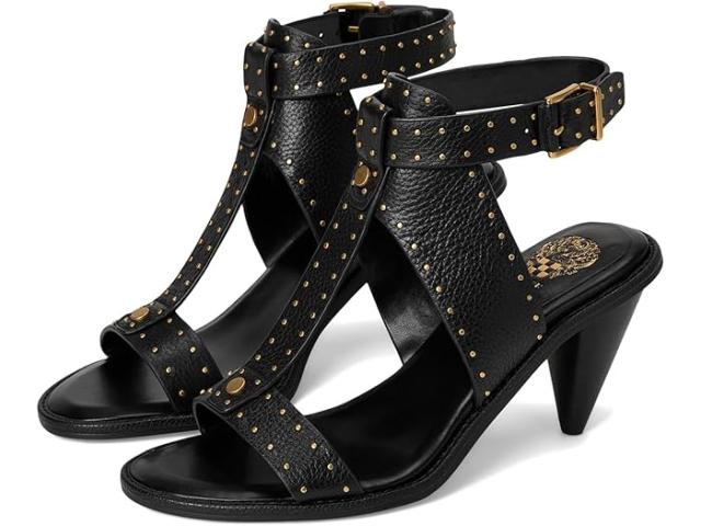 (取寄) ヴィンスカムート レディース スタデッド コーン ヒール サンダル Vince Camuto women Faunie Studded Cone Heel Sandals Black