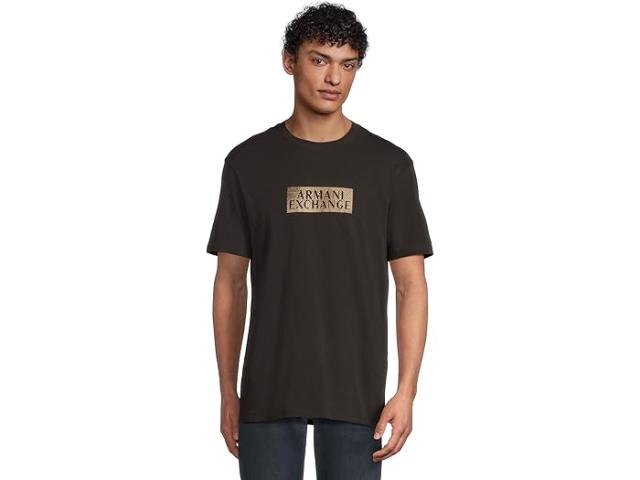 (取寄) アルマーニエクスチェンジ メンズ ゴールド ディテール コットン T-シャツ Armani Exchange men Gold Detail Cotton T-shirt Black Diagonal Gold