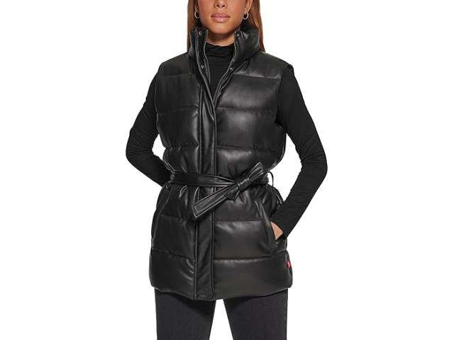 (取寄) リーバイス レディース ビーガン レザー パファー ベスト Levi's women Levi's Vegan Leather Puffer Vest Black