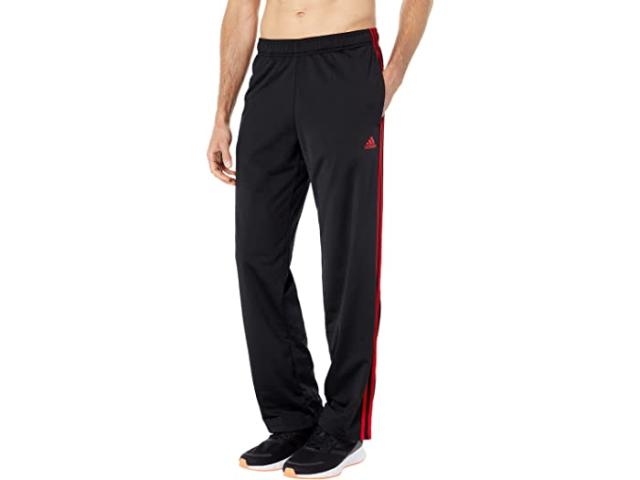(取寄) アディダス メンズ エッセンシャル 3ストライプ トリコット オープン ヘム パンツ adidas men  Essentials 3-Stripes Tricot Open Hem Pants Black/Scarlet 1