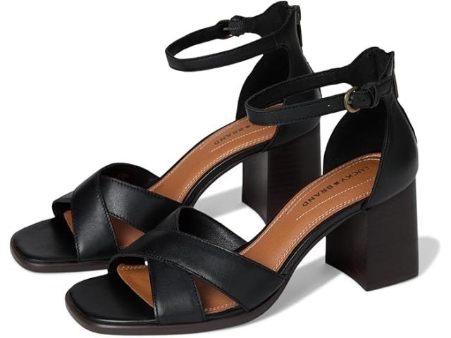 (取寄) ラッキーブランド レディース クロス バンド ハイ ヒール サンダル Lucky Brand women Herrika Cross Band High Heel Sandal Black