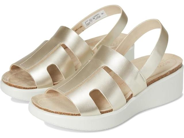 (取寄) エコー レディース フロート ウェッジ コルク オアシス サンダル ECCO women Flowt Wedge Cork Oasis Sandal Pure White Gold/Pure White Gold