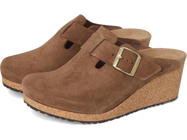 (取寄) ビルケンシュトック レディース パピリオ バイ ファニー ウェッジ クロッグ - スエード Birkenstock women Papillio by Fanny Wedge Clog - Suede Dark Tea 1