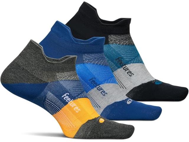 (取寄) フィーチャーズ エリート ライト クッション ノー ショー タブ 3-ペア パック Feetures Elite Light Cushion No Show Tab 3-Pair Pack Iron Seal/Black Sea/Navy Mist