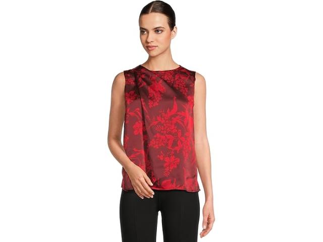 (取寄) ヴィンスカムート レディース タンク W/ ドレープド ネック アンド センター フロント プリーツ Vince Camuto women Tank w/ Draped Neck and Center Front Pleat Crimson