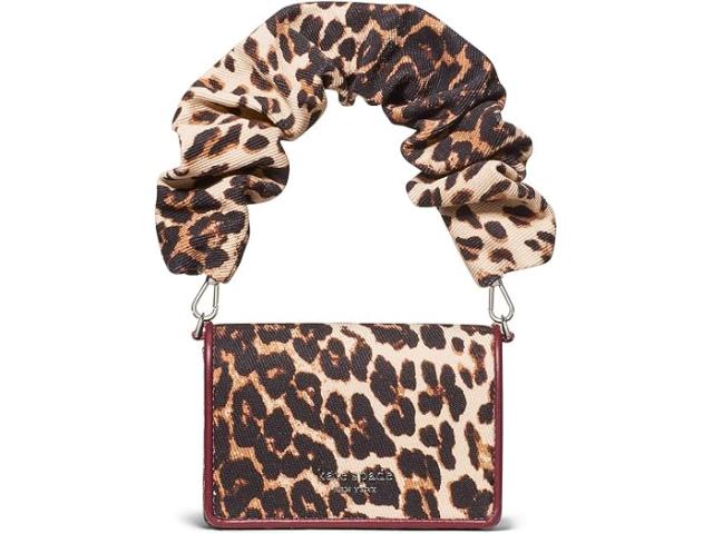 (取寄) ケイトスペード レディース ナターシャ ダウンタウン レオパード ファブリック カード ケース クロスボディ ウィズ スクランチ ストラップ Kate Spade New York women Natasha Downtown Leopard Fabric Card Case Crossbody With Scrunch Strap Leopard Multi