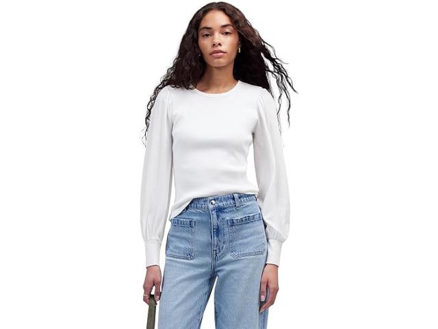(取寄) メイドウェル レディース パフ スリーブ ウーブン ミクシー ロング スリーブ Madewell women Puff Sleeve Woven Mixy Long Sleeve White