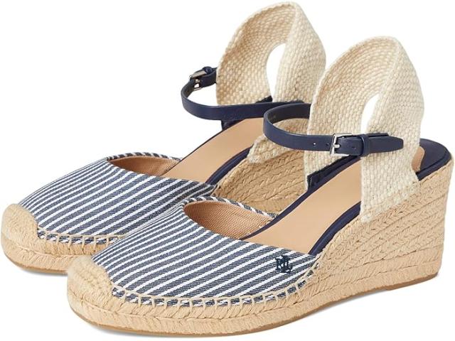 (取寄) ローレン ラルフローレン レディース ロビー ストライプド キャンバス アンド ジュート エスパドリーユ Lauren Ralph Lauren women Robby Striped Canvas & Jute Espadrille Refined Navy/Natural/Refined Navy/Natural