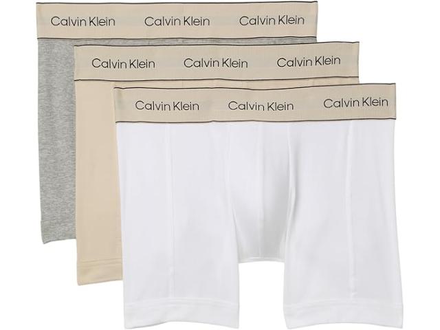 (取寄) カルバンクライン アンダーウェア メンズ ピマ コットン 3-パック ボクサー ブリーフ   Underwear men Pima Cotton 3-Pack Boxer Brief Oyster Gray/Grey Heather/White