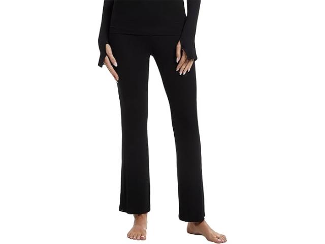 (取寄) ベアフットドリームス レディース ウルトラ ソフト リブ フォールド オーバー パンツ Barefoot Dreams women Ultra Soft Rib Fold Over Pant Black