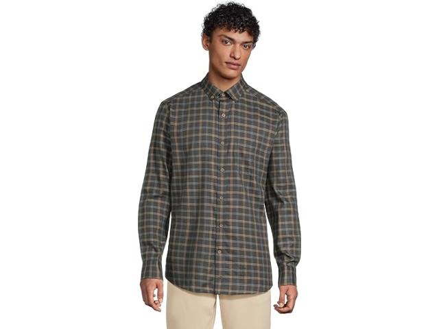 (取寄) ジョンストン&マーフィー メンズ ヘザード シャツ Johnston & Murphy men Heathered Shirt Charcoal/Tan Triple Grid Check