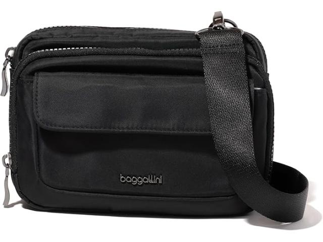(取寄) バッガリーニ レディース モダン ダブル ジップ クロスボディ Baggallini women Modern Double Zip Crossbody Black Twill