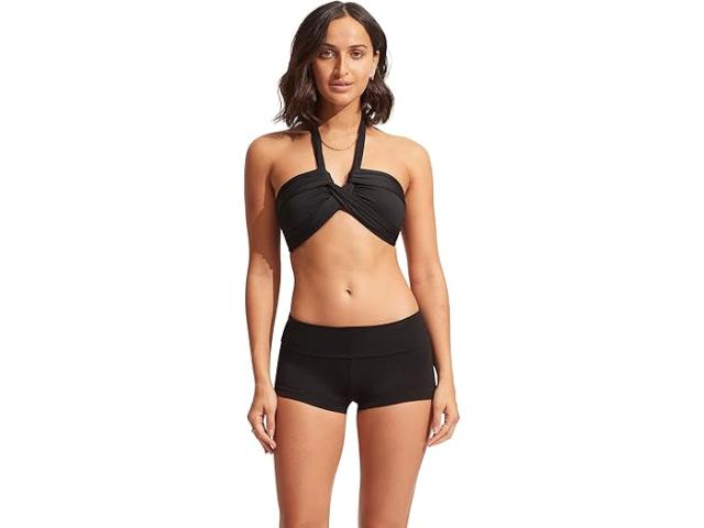 (取寄) シーフォリー レディース コレクティブ ロール トップ ボーイレッグ Seafolly women Collective Roll Top Boyleg Black