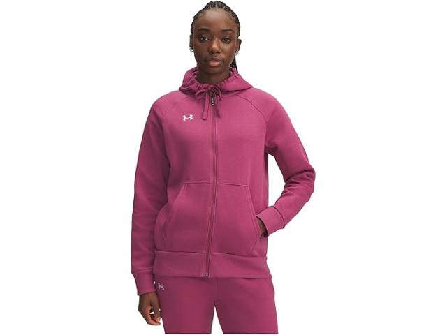 (取寄) アンダーアーマー レディース ライバル フリース フル ジップ ブーディ Under Armour women Rival Fleece Full Zip Hoodie Fuchsia Dusk/White