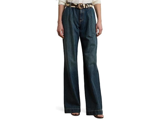 (取寄) ローレン ラルフローレン レディース ハイライズ プリーツ ワイド-レッグ ジーンズ Lauren Ralph Lauren women High-rise Pleated Wide-leg Jeans Haze Wash