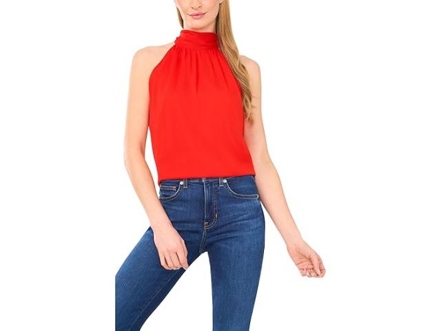 (取寄) シーシー レディース スリーブレス ホルター トップ ウィズ バック ボウ CeCe women Sleeveless Halter Top With Back Bow Fiery Red