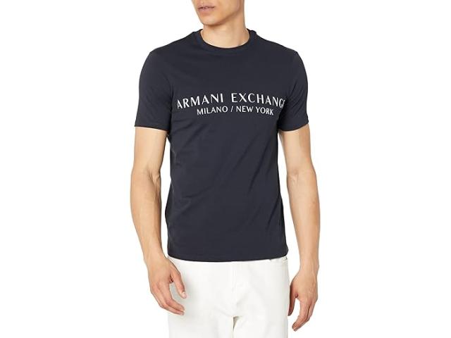 (取寄) アルマーニエクスチェンジ メンズ ミラノ / ニュー ヨーク ロゴ ティー Armani Exchange men Milano/New York Logo Tee Navy