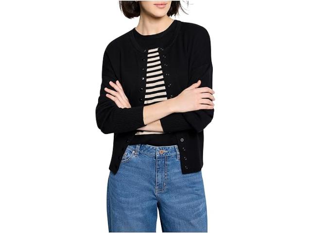 (取寄) ニックゾー レディース ピティート スナップ イット アップ ピュア コットン カーディガン NIC+ZOE women Petite Snap It Up Pure Cotton Cardigan Black Onyx