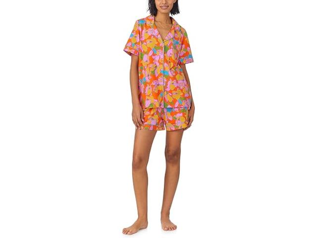 (取寄) ベッドヘッドパジャマズ レディース コットン ニット ショート スリーブ ボクサー Pj セット Bedhead PJs women Cotton Knit Short Sleeve Boxer Pj Set Floral